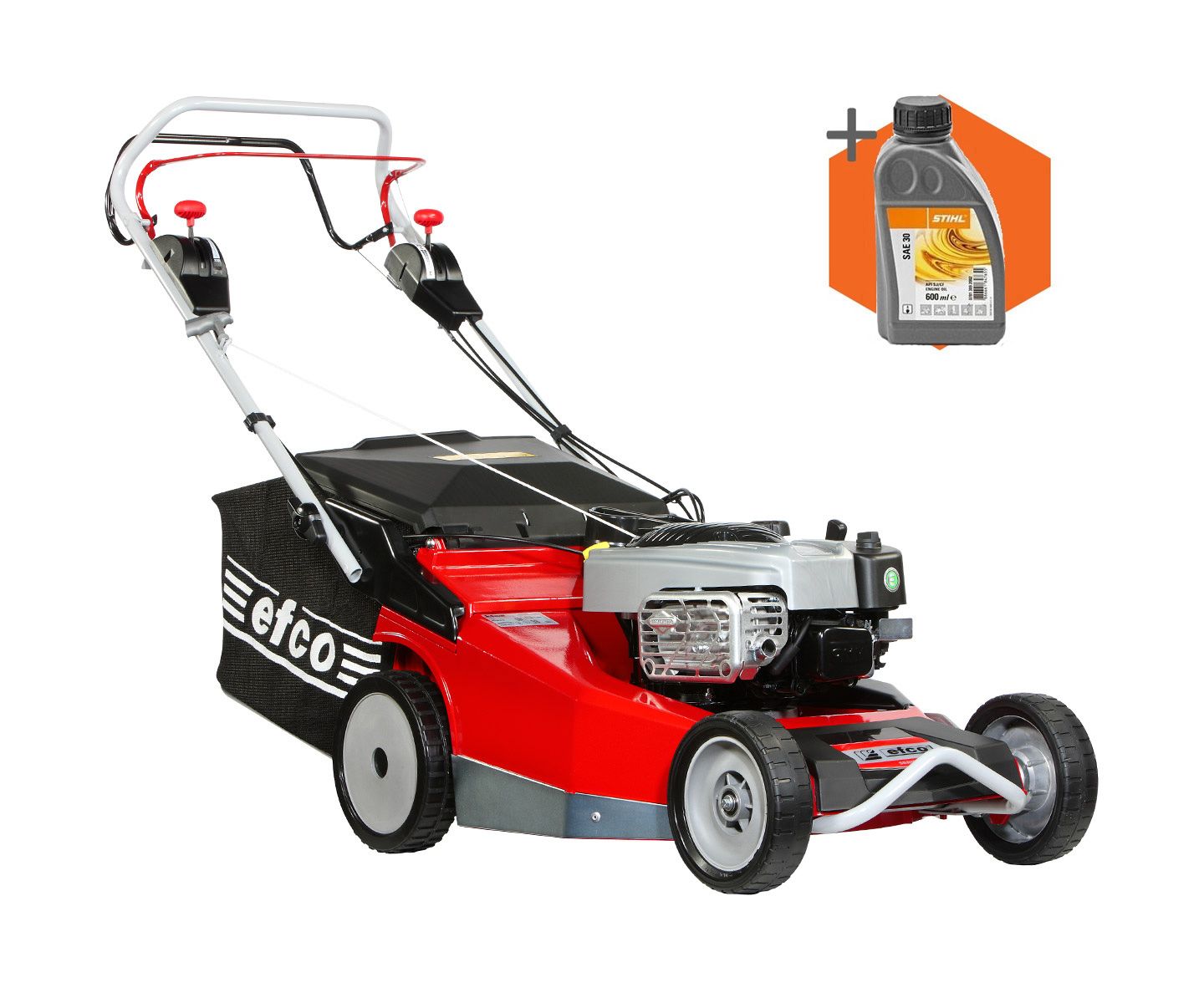 Efco MR 55 TBI petrol self-propelled four wheeled lawn mower (21″ cut ...